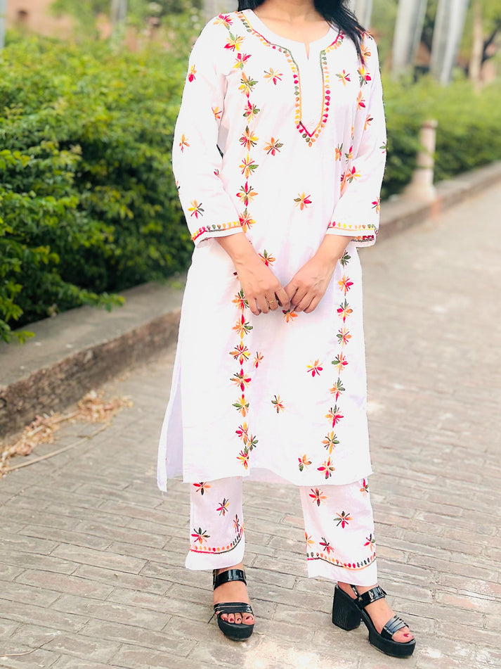 Chikankari Stunning Multi Color Kurti Set – Chikankarigari